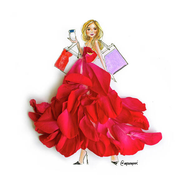 Red Floral Shopper - Art Print – MooMooi